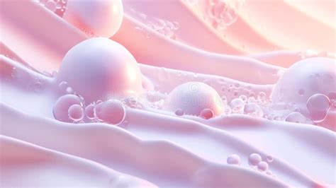 Soft Pastel Pink Waves And Spheres In A Smooth Abstract Landscape Stock Illustration