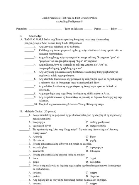 Grade 1 Week 1 Worksheet Araling Panlipunan