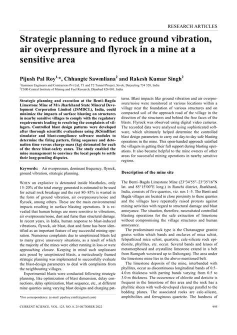 Pdf Strategic Planning To Reduce Ground Vibration Air Overpressure And Flyrock In A Mine At A