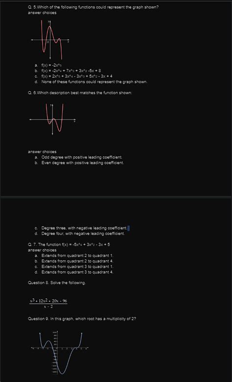 Solved Q Which Of The Following Functions Could Chegg