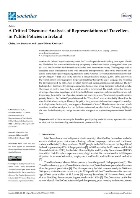 Pdf A Critical Discourse Analysis Of Representations Of Travellers In Public Policies In Ireland Pdf A Critical Discourse Analysis Of Representations Of Travellers In Public Policies In Ireland