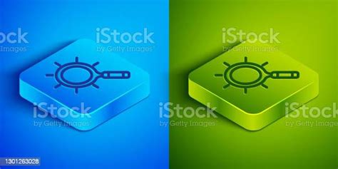 파란색과 녹색 배경에 격리 된 등분 성 라인 돋보기 아이콘 검색 초점 확대 축소 비즈니스 기호 정사각형 버튼입니다 벡터 0명에 대한 스톡 벡터 아트 및 기타 이미지 Istock