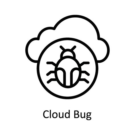 Cloud Bug Vector Outline Icon Design Illustration Cyber Security Symbol On White Background Eps