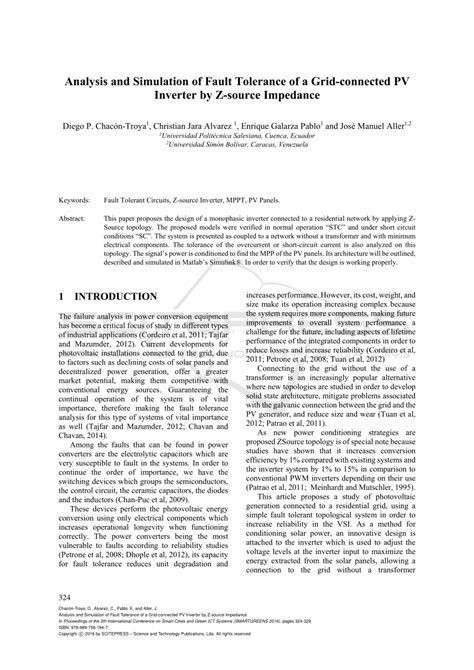PDF Analysis And Simulation Of Fault Tolerance Of A Grid Connected PV Inverter By Z Source
