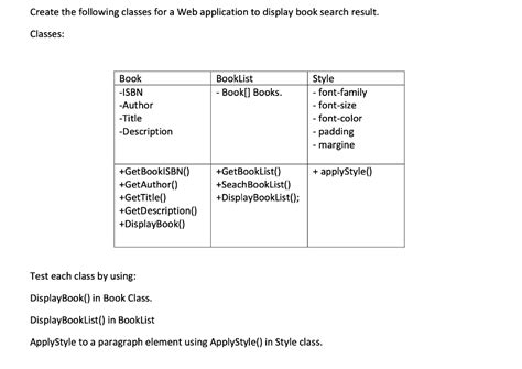 Solved Create The Following Classes For A Web Application To Chegg