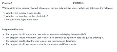 Solved Problem 1 Points 5 Write An Interactive Program That