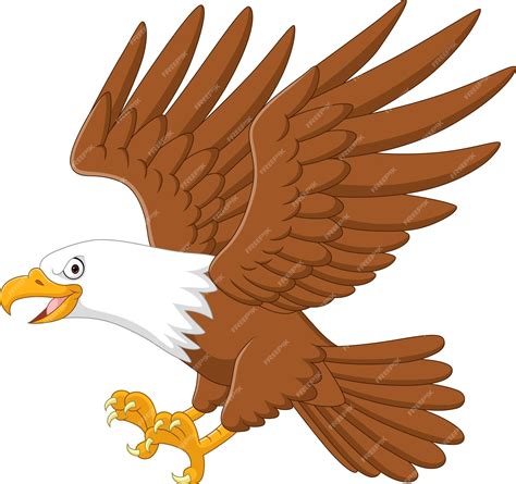 Cartoon Eagle Flying On White Background Premium Vector