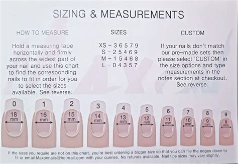 Nail Sizing Chart Press On Nails Halloween Press On Nails Nails