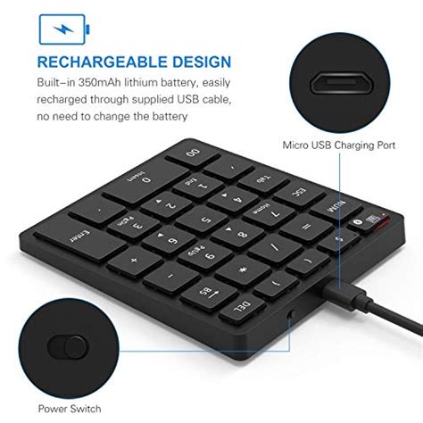 Bluetooth Numeric Keypad Rechargeable Jelly Comb Portable Wireless Bluetooth 28 Key Number Pad