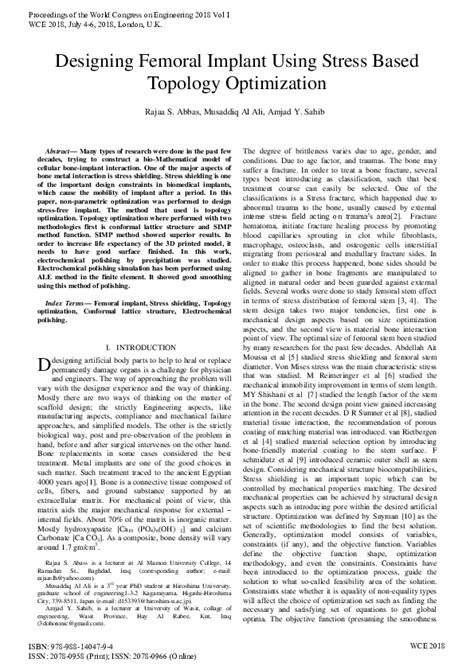 Pdf Designing Femoral Implant Using Stress Based Topology
