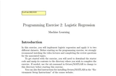 Programming Exercise Logistic RegressionMachine Chegg