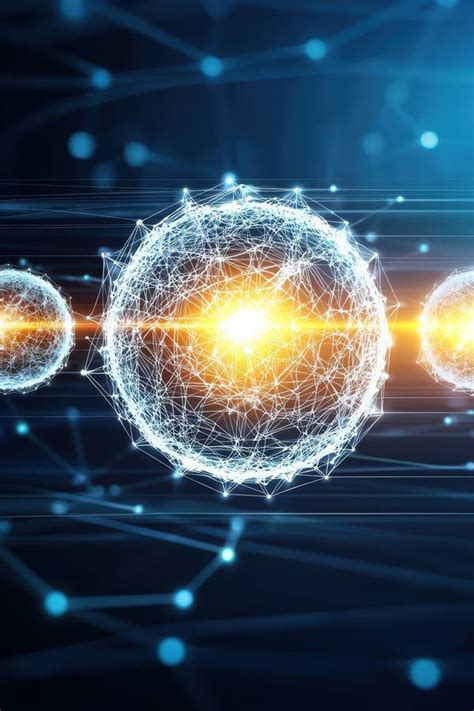 Abstract Digital Visual Of Molecular Structures And Energy Flow Stock Illustration