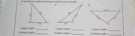 A Identifying Smallest And Largest Angle For Each Triangle 1 2 3