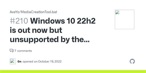 Windows 10 22h2 Is Out Now But Unsupported By The Script · Issue 210