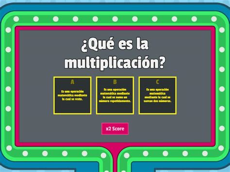 La Multiplicación Gameshow Quiz