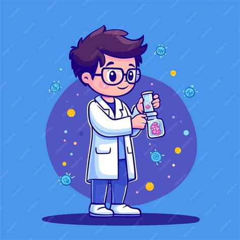 Cute Biologist Observing Cells Cartoon Vector Icon Vector Premium Ai Generated Vector