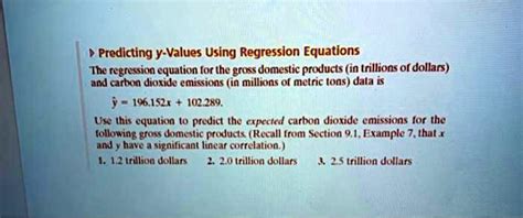 Solved Predicting Y Values Using Regression Equations The Regression