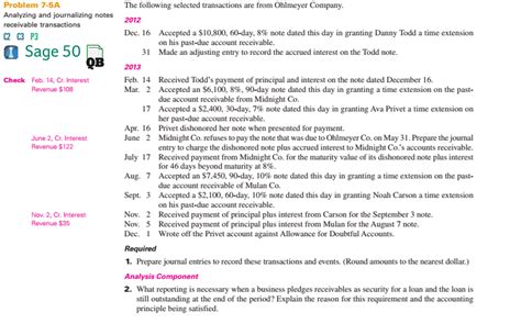 Solved Problem 7 5a Analyzing And Journalizing Notes
