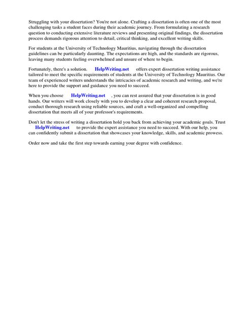 Dissertation Guidelines University Of Technology Mauritius Pdf