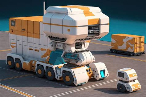 Premium Ai Image Autonomous Cargo Transport System With Automated Loading And Unloading Of