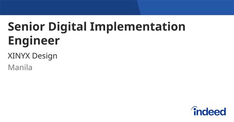 Senior Digital Implementation Engineer Manila