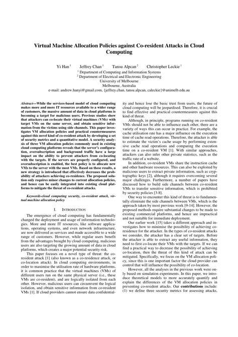 pdf virtual machine allocation policies against co resident attacks