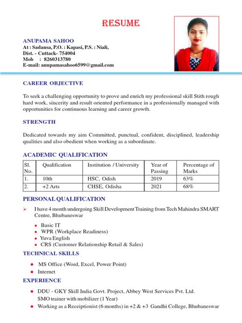 Resume Anupama Sahoo Pdf Social Psychology