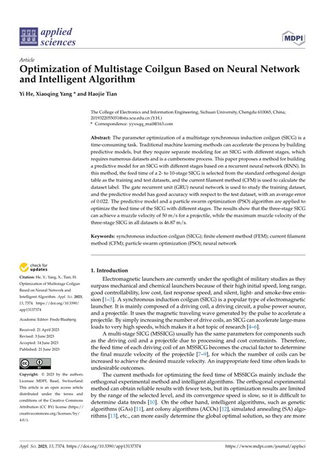 pdf optimization of multistage coilgun based on neural network and