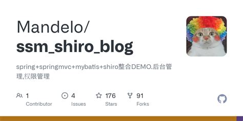 github mandelo ssm shiro blog spring springmvc mybatis shiro整合demo