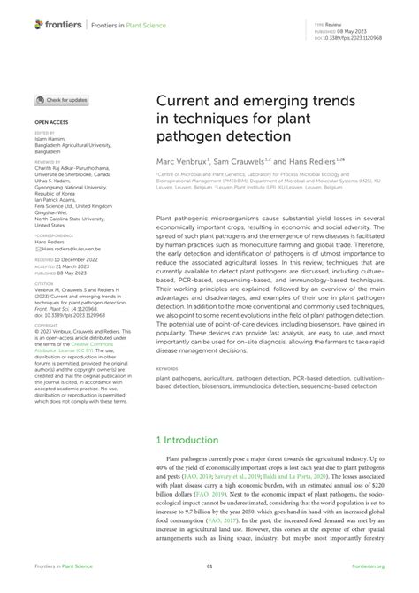 Pdf Current And Emerging Trends In Techniques For Plant Pathogen Detection