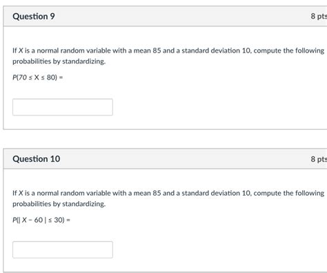 Solved Question Pts If X Is A Normal Random Variable Chegg