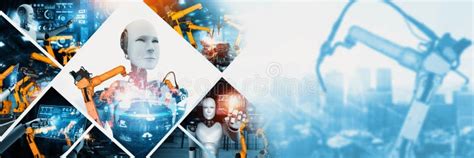 Automated Ai Industry Robot And Robotic Arms Assembly In Factory Production Nlp Stock