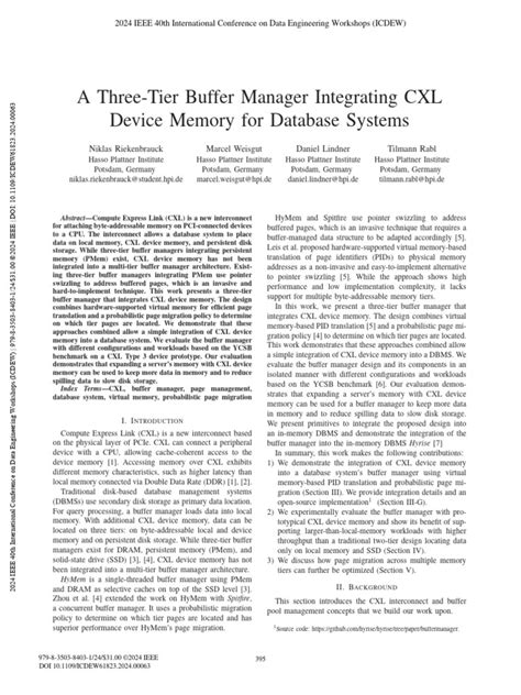 Athree Tierbuffermanagerintegratingcxldevicememoryfordatabase