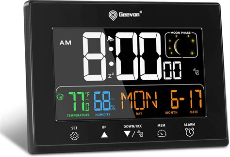 Geevon Atomic Alarm Clock With Indoor Temperature Hd Color Display