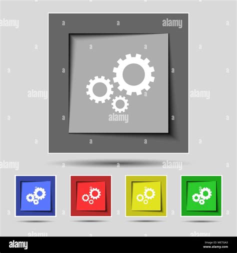 Cog Settings Sign Icon Cogwheel Gear Mechanism Symbol Set Colourful Buttons Vector