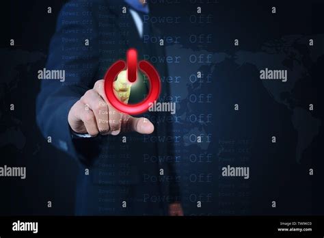 Man Showing The Power Button Stock Photo Alamy