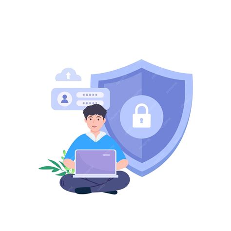 Premium Vector Data Protection Concept Shield On Computer Data
