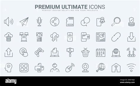 Web Communication Thin Line Icons Set Vector Illustration Outline Router And High Speed