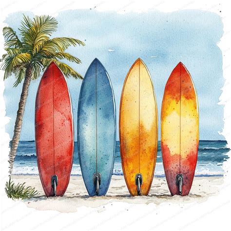 20 Surfboard Clipart Set Beach Wave Graphics Collection Printable