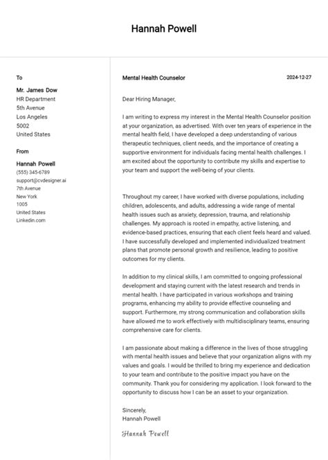 16 Counseling Psychologist Cover Letter Examples And Templates For 2025