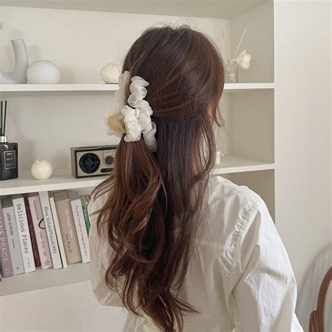 쉬폰 셔링 주름 반머리 대왕 올림머리 긴머리 빗핀 집게핀