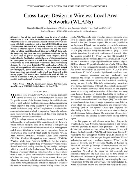 pdf cross layer design in wireless local area networks wlans