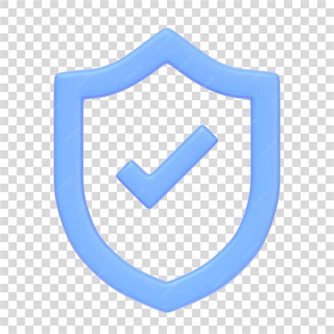 Premium Psd Blue Outline Shield Shape With Tick Symbol Isolated On