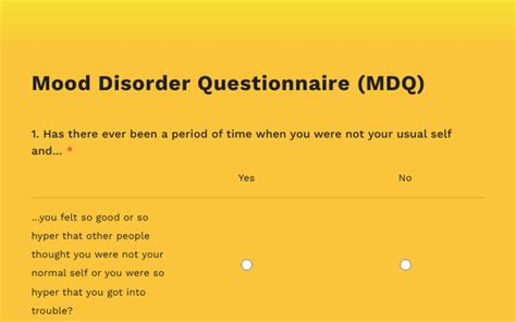 Mood Disorder Questionnaire Template For Google Forms