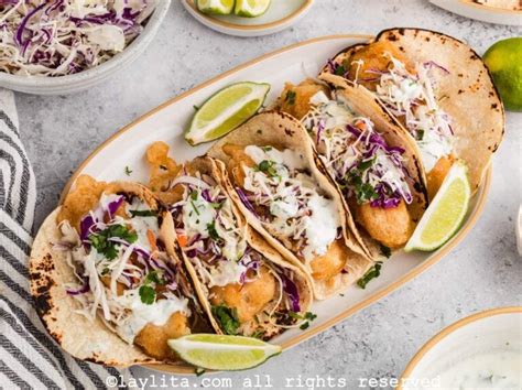Tacos De Pescado Al Estilo Baja Con Pescado Rebozado