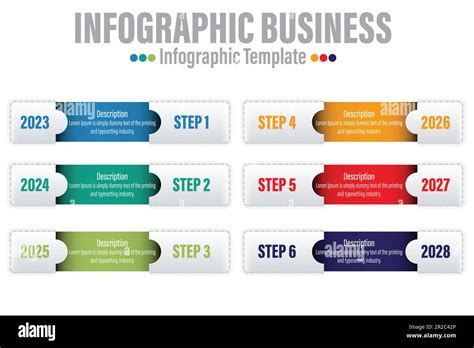 6 Steps Six 6 Option Paper Note Shape Elements With Steps Road Map