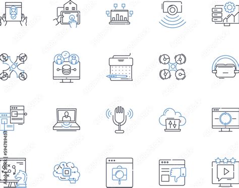 Information Data Line Icons Collection Analytics Big Data