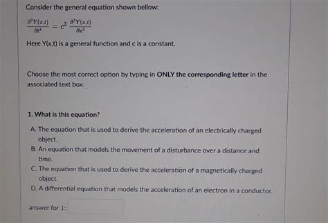 Solved Consider The General Equation Shown Bellow