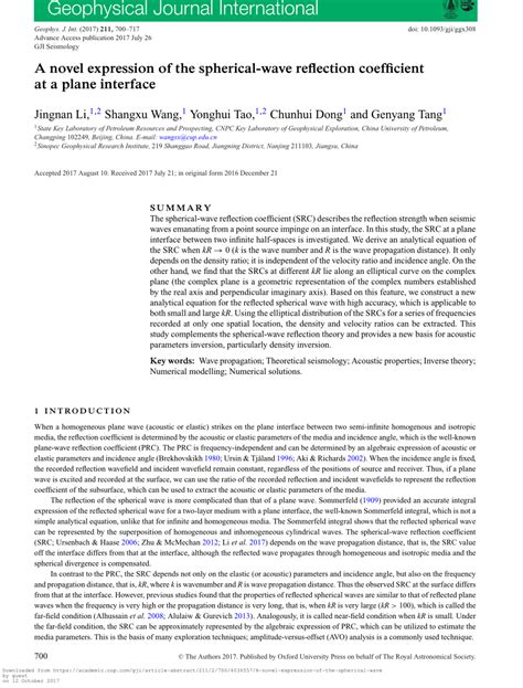 Pdf A Novel Expression Of The Spherical Wave Reflection Coefficient