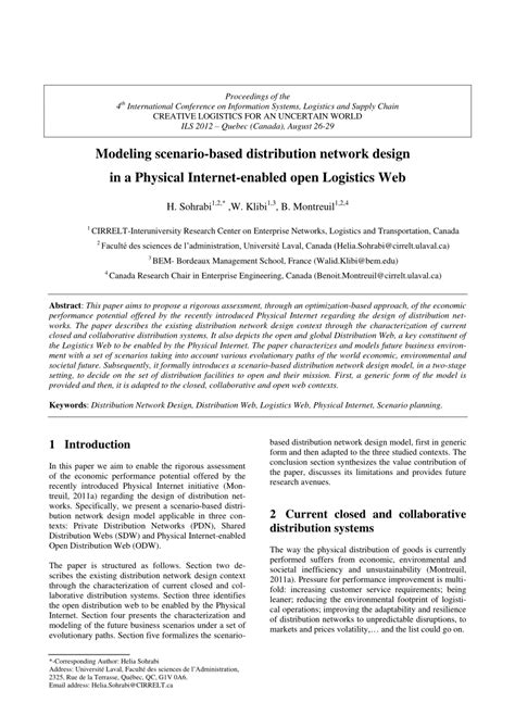 PDF Modeling Scenario Based Distribution Network Design In A Physical Internet Enabled Open